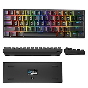 DIERYA DK61E 60% Percent Mechanical Gaming Keyboard, Optical Blue Clicky Switch, PBT Keycap, RGB Backlit, Waterproof, Wired USB C Mechanical Keyboard with Full Keys Programmable