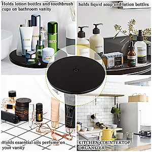 4 Pcs Lazy Susan Turntable 9 inch, Black Acrylic Turntable Platter, Bonsai Turntable Organizer with Ball Bearing Rotating Tray for Spice Rack Table, Cake Kitchen Pantry Decorating, Potted Plant