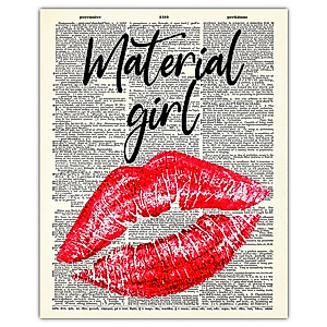 Positive Affirmations Wall Decor for Kids: "Material Girl" Madonna Dictionary Wall Art Print 8x10 Inspirational, Motivational Poster & Motivational Wall Art Office Decor for Men & Women