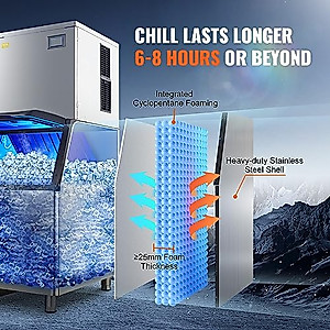 VEVOR Commercial Ice Maker, 360LBS/24H Ice Making Machine with 330.7LBS Large Storage Bin, 700W Auto Self-Cleaning Ice Maker Machine with 3.5-inch LED Panel for Bar Cafe Restaurant Business