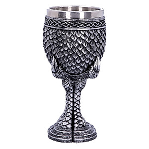Nemesis Now U4708P9 Grey Scale Dragon Claw Goblet 16.7cm, Resin w. Stainless Steel