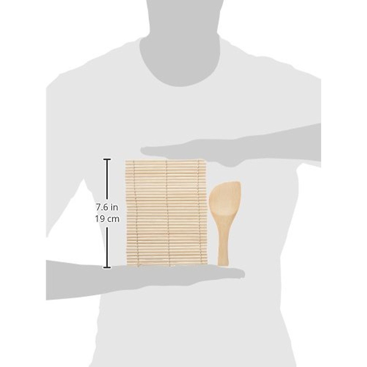 Helen’s Asian Kitchen Sushi Hand Roll Mat with Rice Paddle, 7.25-Inches x 5.25-Inches, Natural Bamboo