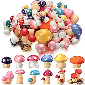 Yulejo 120 Pcs Cute Tiny Mushrooms Bulk Mini Miniature Figurines Fairy Mushroom Decor Garden Mushroom Statue Mini Mushrooms Ornament for Plant Micro Landscape Bonsai Craft(,Multicolor)