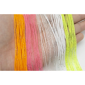 20Pc 10Colours Fishing Jig Lures Mixed Colors DIY Silicone Whole Sheet Skirts for Jig Lures Regular Skirt Colours with Fly Tying Material Free Rubber Band CMB5#