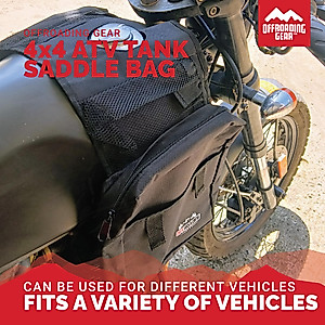 Offroading Gear 4x4 Waterproof Rear and Front Tank-Top Saddle Bag| With Two Compartments| Great for ATV| UTV| Snow Mobile| Quad Bike| Motorcycle| Etc. | Black