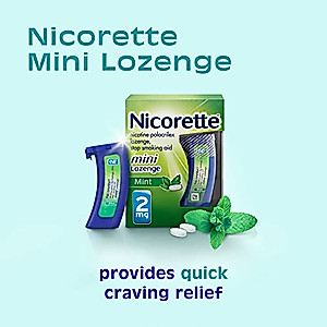 Nicorette 2 mg Mini Nicotine Lozenges to Help Quit Smoking with Behavioral Support Program, Mint Flavored, 81 Count (2 Pack)
