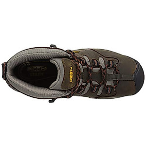 KEEN Utility Men's Detroit XT Mid Height Soft Toe Waterproof Work Boots, Black Olive/Leather Brown, 13 Wide