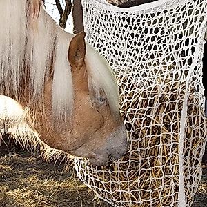 Riakrum 4 Pcs Hay Net White Slow Feed Hay Net Bag Hay Bags for Horses 35 x 31 Inch Horse Feed Bag Horse Feeding Supplies for Horse Feeder Full Day Feeding Horses Goat Stall Trailer