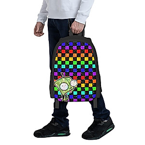CONPELSON Backpacks Invader Anime Zim Adjustable Laptop Backpack Double Shoulder Bag for Women Men Climbing Shopping Work