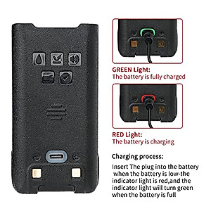 Baofeng UV-9R Waterproof Battery Support Type-C Charge BL-9 2800 mAh Li-ion 7.4V Replacement Two-Way Radio Battery for UV-9R Pro UV-9G GMRS-9R UV-9R Plus BF-T57 Walkie Talkies