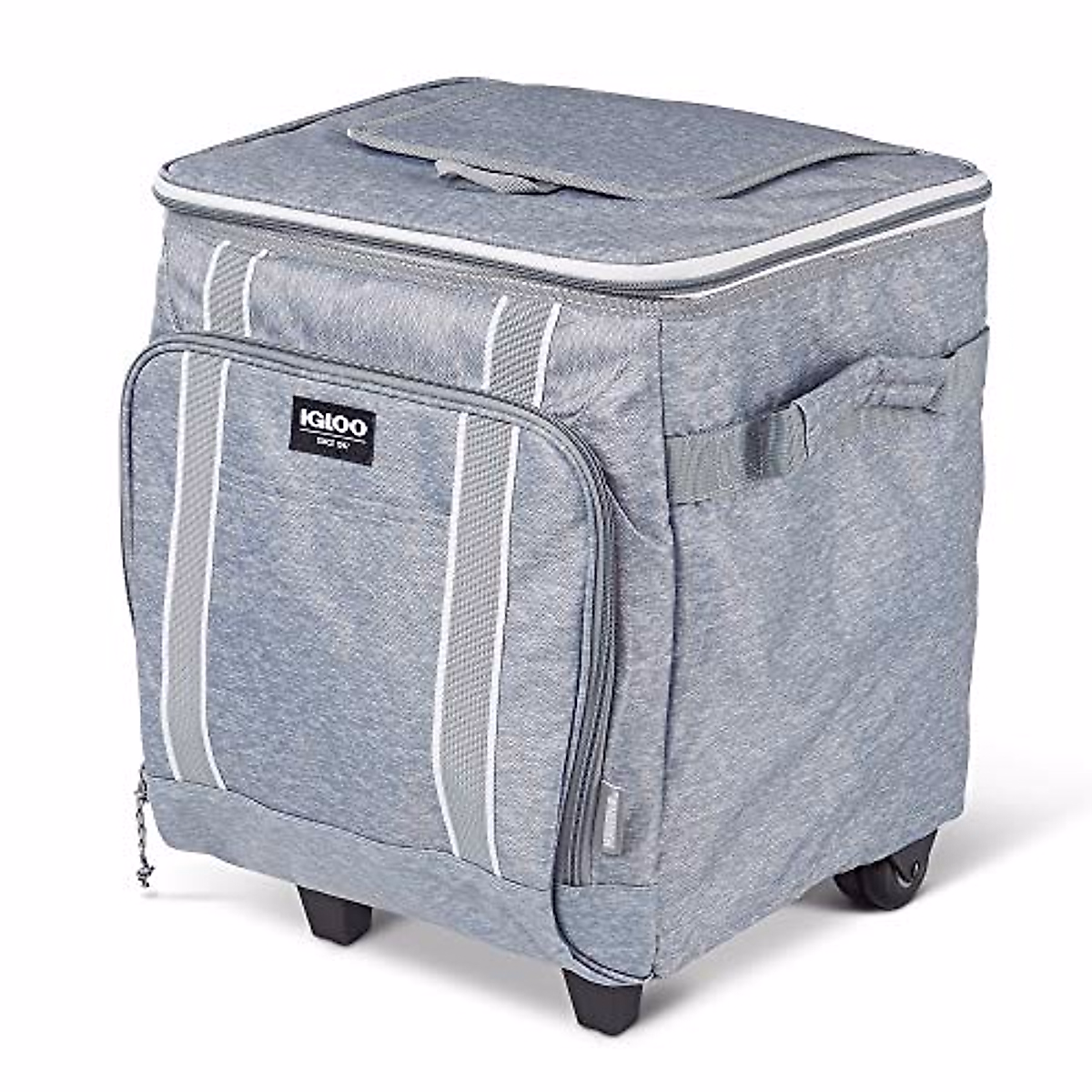 Igloo 40 Can Large Portable Insulated Soft Cooler with Rolling Wheels, Gray