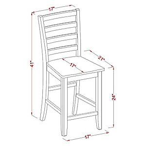 East West Furniture FAS-CAP-W Wood Seat Stool Set with Ladder Back, Set of 2, Cappuccino Finish