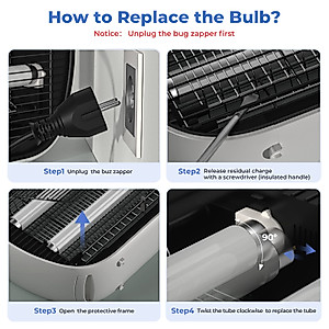 Buzbug Mosquito Killer Lamp Replacement Bulbs for Buzbug MA-015, Bug Zapper Light Bulb with 20W UV Light, 2000 Sq.ft Coverage, 5,000 Hours Lifespan, White, 2 Pack