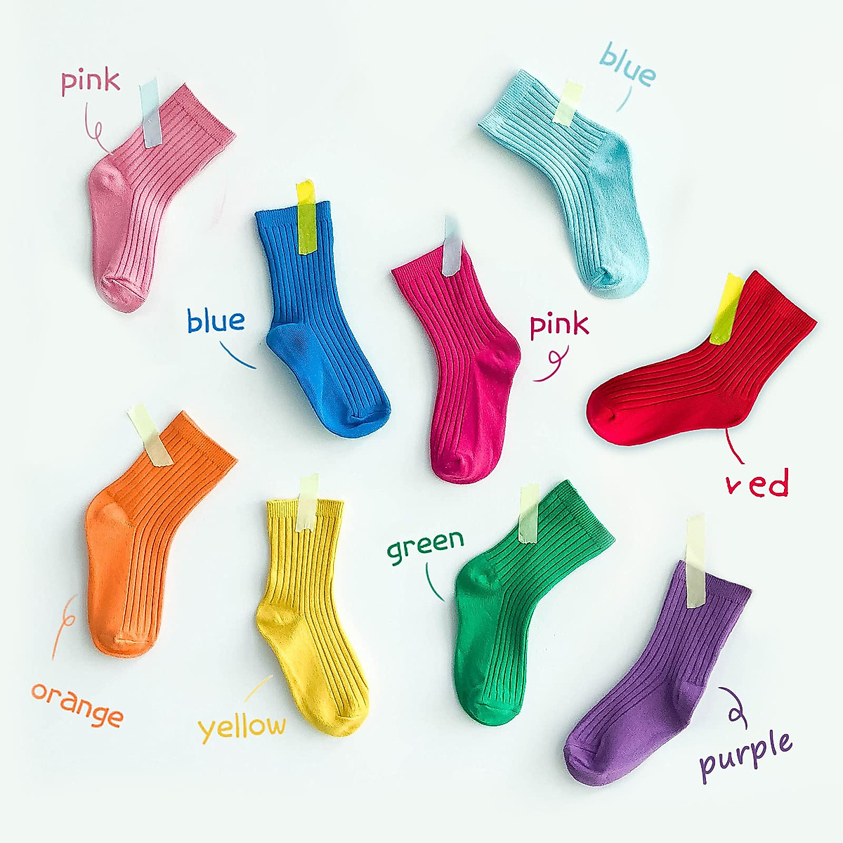 MINI PANDA Little Girl's Socks, Girls Socks Cute,girls Crew Socks 9 Pairs Pack (9 pairs-5, 9-12 Years)