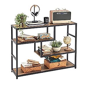 LINSY HOME Console Table, Wood Sofa Table, 4-Tier Entryway Table, Sofa Tables Narrow Long with Storage Shelves, 39.3” Console Tables for Entryway, Hallway, Sofa, Couch, Living Room, Bar, Kitchen
