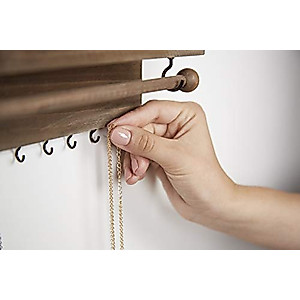 SoCal Buttercup Rustic Necklace Jewelry Organizer - Wall Mount Jewelry Holder - Mounted Hanging Jewelry Storage Hooks for Necklace, Earrings, and Rings - Farmhouse Wood Decor Bedroom Boho Shelf Rack