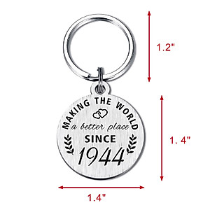 ABNTY 80th Birthday Gifts for Women Men, 80 Year Old Birthday Keychain, Born in 1944 Gifts, 1944 Birthday Decorations