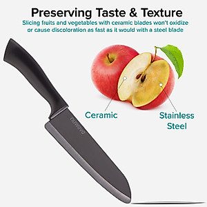 Nuwave 4-piece Black Ceramic Knife Set – Includes 3” Paring Knife, 5” Utility Knife, 6.5” Everyday Knife & 8” Chef’s Knife, Ideal Super Sharp Kitchen Knives, Rust-Proof, with Ergonomic Handles