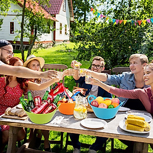 Tiawudi 6 Pack Snack Bowls (4.9L Large), Plastic Serving Bowls for Party, Large Bowls with Handles for Kitchen, Fruit, Cereal, Candy, Salad and Chip, Microwave Safe