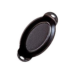 Lodge Heat Enhanced and Seasoned Cast Iron Oval Mini Server, 9-Ounce, Black