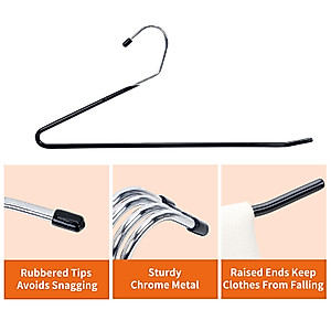 Fixwal 24 Pack Pants Hangers, Open Ended Metal Jeans Hangers Space Saving, Non Slip Hanger for Pants, Closet Storage Organizer for Clothes Leggings Trousers Ties Slacks Etc
