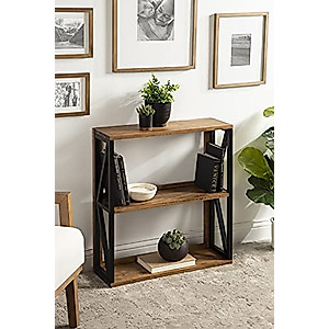 Kate and Laurel Rigby Farmhouse 3-Tier Wall Shelf, 25 x 8 x 28, Rustic Brown and Black, Decorative Modern Floating Shelves for Wall