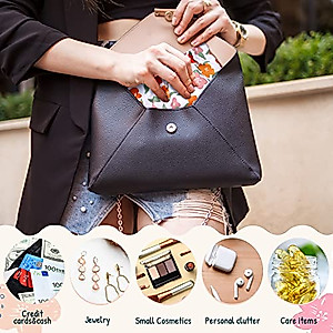 Buryeah 9 Pcs Pocket Makeup Bag Mini Cosmetic Bag Waterproof Squeeze Top Coin Purse Makeup Pouch No Zipper Tiny Pouch Travel Storage for Headphone Card Jewelry, Gifts for Women (5.1 x 4.8 x 0.8 Inch)