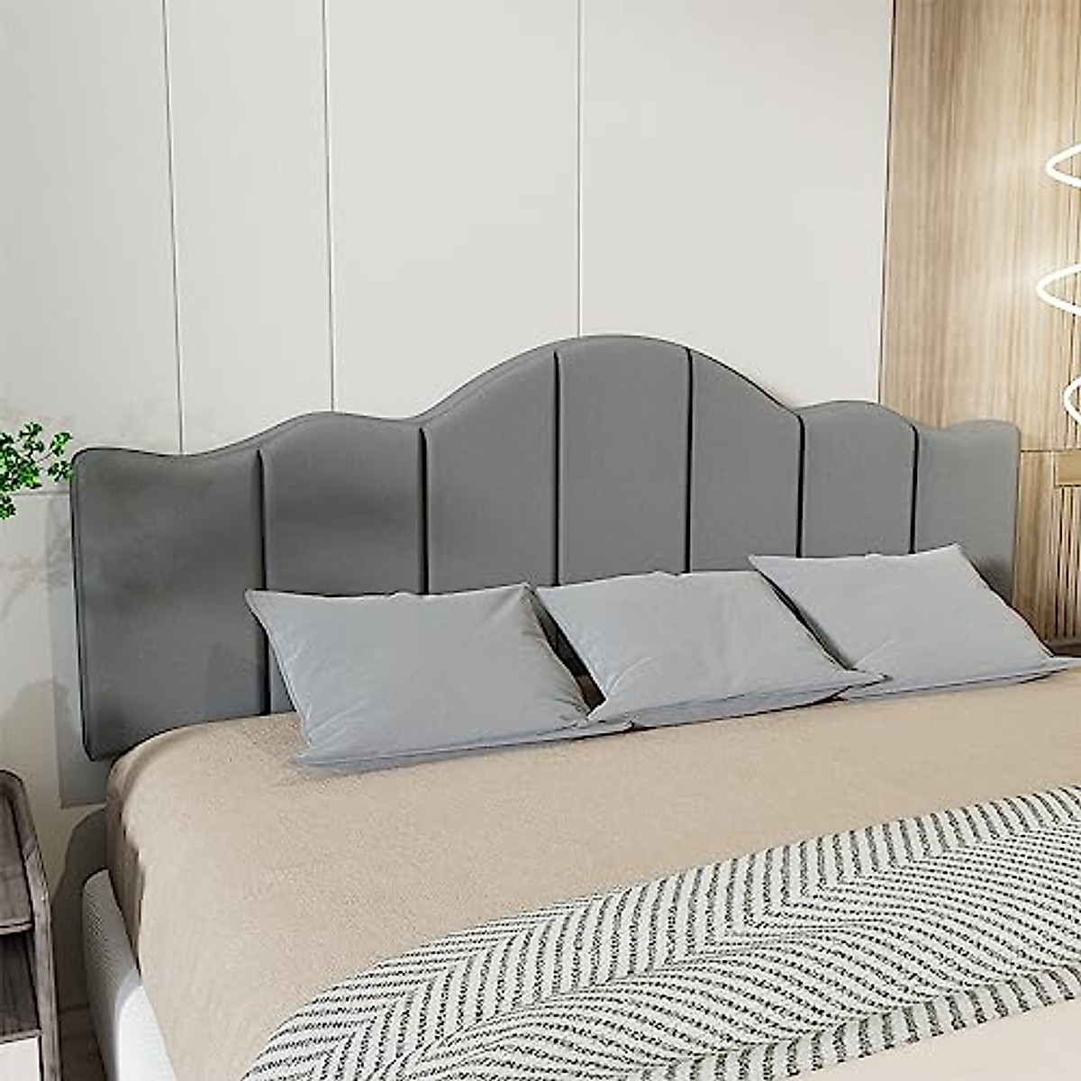 YENING Queen Size Headboard Only Queen Bed Headboards Fabric Cabeceras De Cama, Height Adjustable, Grey