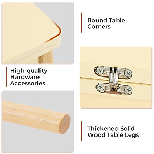 BTHFST Folding Dining Table with Hidden Storage, Modern Space Saving Dining Table with Pine Wood Legs, Clearance Foldable Table for Kitchen Living Room, Beige