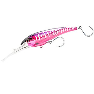 Nomad Design DTX Minnow with Patented Autotune System - Distressed Baitfish Swimming, Hydrospeed Belly Eyelet for Faster Trolling, BKK Diablo 5X Singles 3/0 Hooks, 125 FLT 5, 20ft, Hot Pink Mackerel