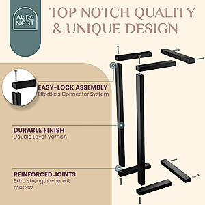 Wall Towel Rack for Rolled Towels, Bamboo Wooden Towel Racks for Bathroom Modern Wooden Towel Holder Vertical Bamboo Towel Rack Convenient Wooden Rack Guest Bath Spa Blanket Gym Mat (Black, Medium)