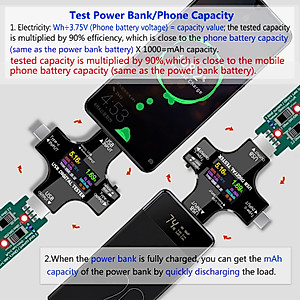 USB C Tester,KJ-KayJI 2 in 1 Tester IPS Digital Multimeter(2024),Voltage,Cur,Pwr,Resistance,Elec,Temp,Capacity,Tme,Fast Charging,with 3A Discharge Load Support PD2.0/PD3.0,QC2.0/QC3.0,BC1.2