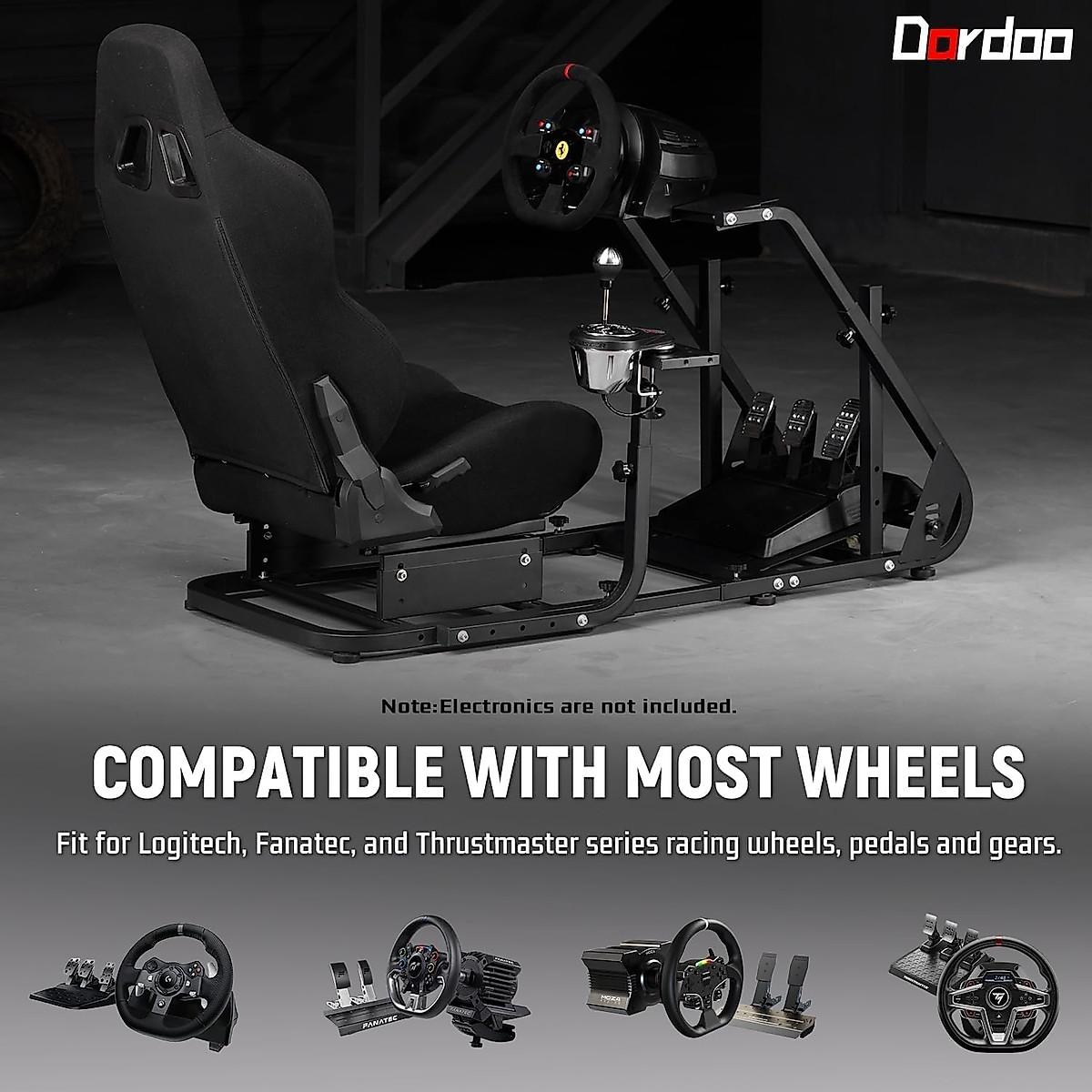 Dardoo G29 Racing Simulator Cockpit with Seat Fit for Logitech/Thrustmaster/Fanatec G25 G27 G923 T150,Steering Wheel Cockpit,Not Include Wheel, Pedal and Shifter