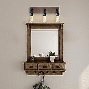 LNC Bathroom Light Fixture, Farmhouse 3-Light Vanity Lights, Wall Sconce Black Wall Lamp Industrial Bathroom Wall Lighting