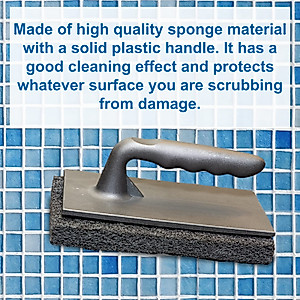 BILLY BUCKSKIN HOME & BEAUTY Pool Whiz 8"x4" Tile Spa and Bath Scrubber, Heavy Duty Scrub Sponger, Nylon Bristles, Silver, Medium Firmness, Pool Cleaning Brush, Pack of 1