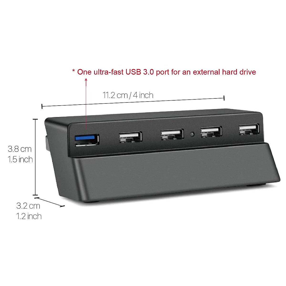 5 Port USB HUB for PS4 Slim Only, VSEER USB 3.0/2.0 High Speed Charger Controller Splitter Expander for PS4 Slim