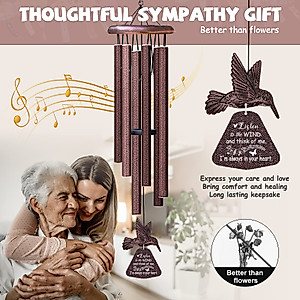 Sympathy Wind Chimes with Hummingbird Wind Spinner, Memorial Wind Chimes for Loss of Loved One Prime, Bereavement/Sympathy/Memorial Gift for Loss of Mother Father Husband Condolence Remembrance