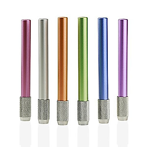YOUSHARES Aluminum Assorted Colors Pencil Lengthener – Pencil Extender Holder for Colored Pencils in Regular Size (6 Pcs)