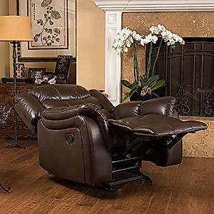 CHRISTOPHER KNIGHT HOME Merit Faux Leather Glider Recliner Club Chair, Dark Brown