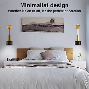 CATA-MEDICA Black Indoor Wall Sconces Set of 2, Modern Adjustable Height Bedside Wall Lamp, Wall Mounted Lamp, E26 Brass Wall Lights Fixtures for Bedroom Living Room Hallway Corridor Stairs