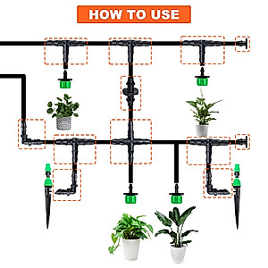 SanSanYa 400pcs Drip Irrigation Fittings Kit Drip Irrigation Barbed Connectors, 160 Straight Barbs 120 Tees 40 Elbows 40 End Plug 40 4-Way Coupling for 1/4 Inch Tubing Garden Dripping Systems