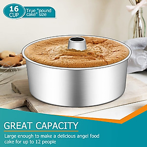 E-far Angel Food Cake Pan Set of 2, 10-Inch Stainless Steel Tube Pan for Baking Pound Chiffon Cake, One-piece Design & Non-toxic, Dishwasher Safe