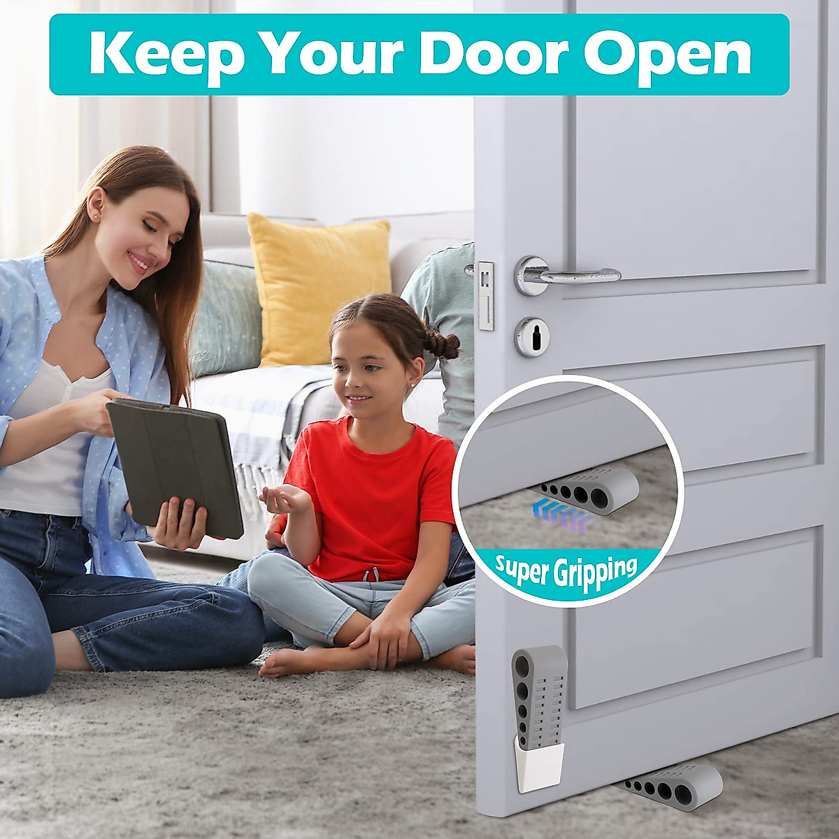 12 Pack Rubber Door Stop with Holder Door Stoppers for Bottom of Door Anti Slip Door Wedge Doorstop for All Floor Types