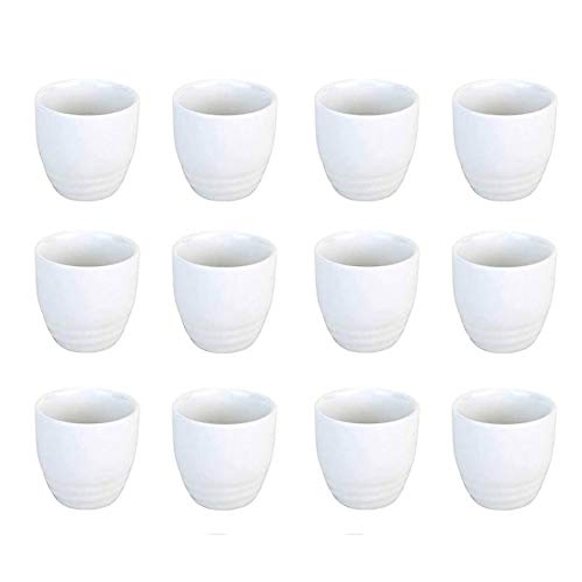 JapanBargain 2724, Sake Cups Set Japanese Porcelain Wine Saki Cup Small Tea Cup Microwave and Dishwasher Safe, White Color, 12 Cups
