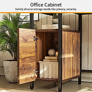 CubiCubi L Shaped Desk with File cabinets, 59.1 Inch Corner Computer Desk, Home Office Gaming Writing Workstation with Storage Shelves, Deep Brown