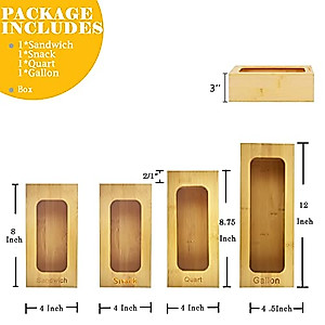 Food Storage Bag Organizer Holders, Bamboo Ziplock Bag Storage Organizer Dispenser for Kitchen Drawer, Compatible with Ziploc, Solimo, Glad, Hefty for Gallon, Quart, Sandwich, Snack Variety Size Bags