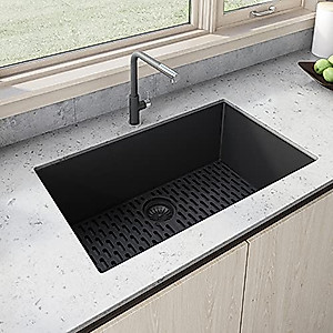 Ruvati 30 x 18 inch Granite Composite Undermount Single Bowl Kitchen Sink - Midnight Black - RVG2030BK