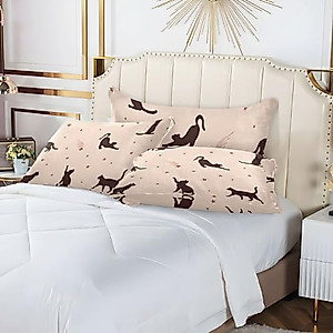 Halloween Black Cat Star Pillowcase for Hair and Skin Body Pillow Cover Bed Pillow Cases Standard Size 20"X 26" Pillow Cases Body Size with Zipper for Men