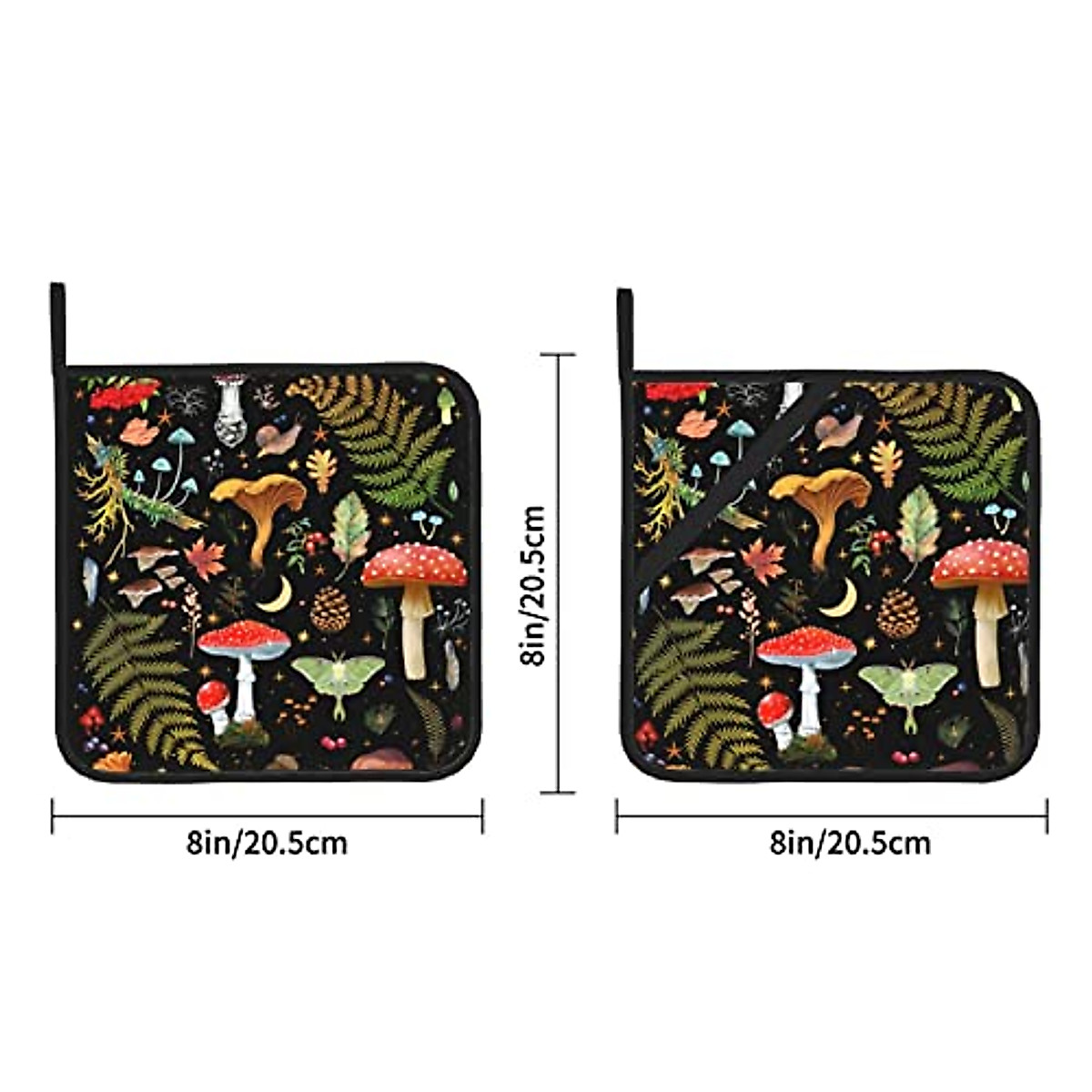 Mushroom Pot Holders Sets, Kitchen Potholders for Cooking Baking BBQ Grilling (2-Piece Sets)
