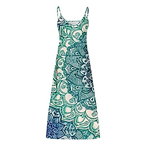 Summer Dress for Women Plus Size Dresses Casual Plus Size V Neck Beach Vacation Dress Summer Floral Boho Long Sundresses 4th of July Outfits for Women Elegant Dresses for Women(B Green,Large)